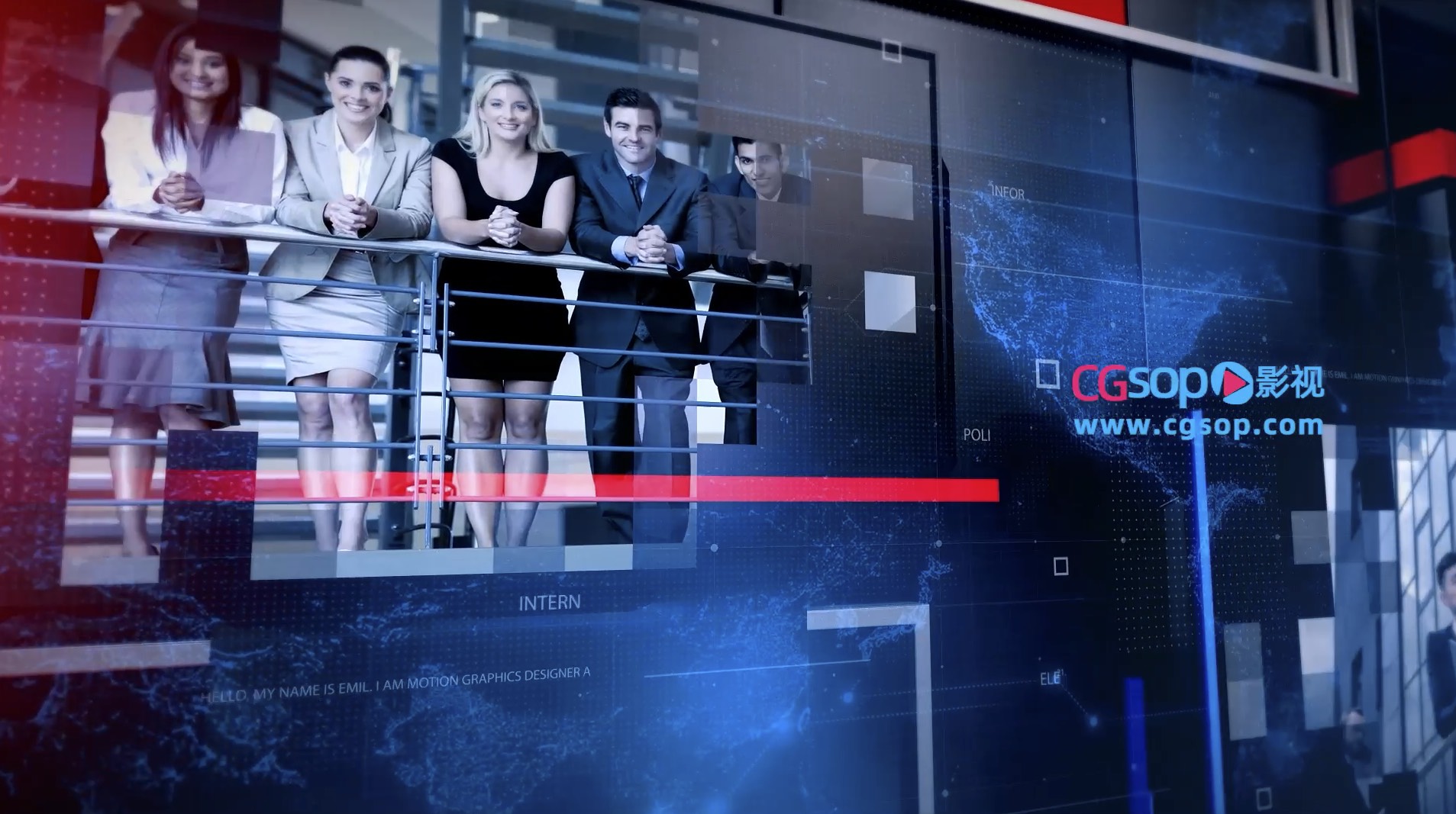 科技蓝色调片头AE模板 - 视频素材资源网 CGSOP.com